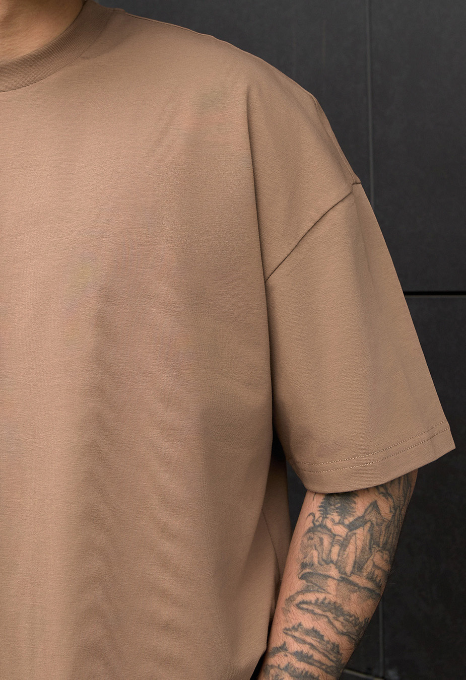 Футболка чоловіча Staff brown oversize коричнева оверсайз однотонна для хлопця купити