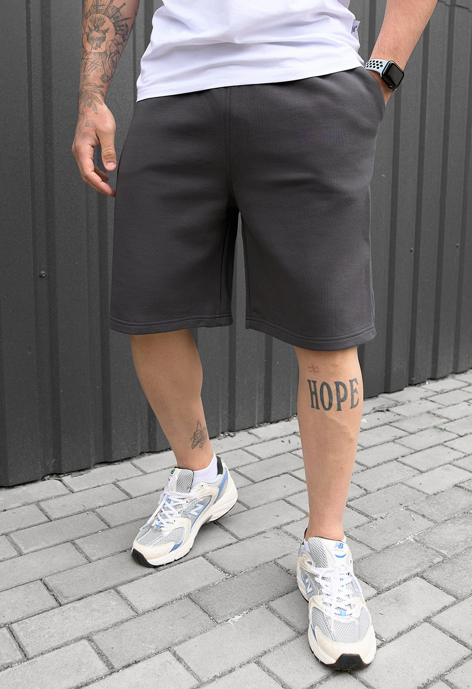 Шорти чоловічі Staff nes dark gray темно-сірі на літо трикотажні бавовняні стильні ціна