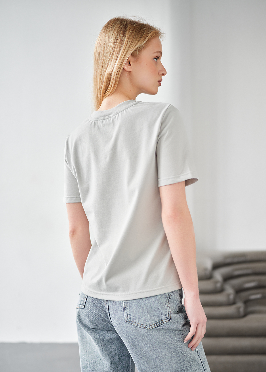 Футболка жіноча Staff ant light gray світло-сіра однотонна модна класична купити
