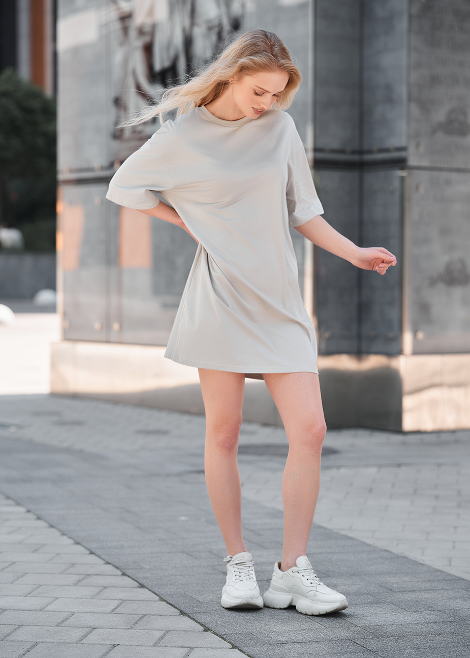 Сукня жіноча Staff gi light gray світло-сіра літня бавовняна для дівчини однотонна з рукавами ціна