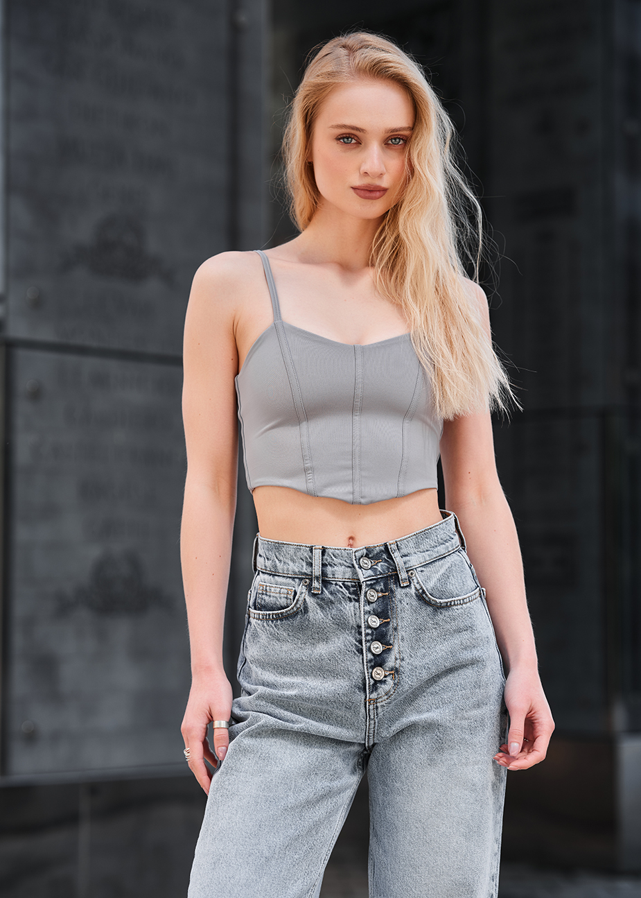 Топ жіночий Staff em gray сірий вкорочений стильний літній на ...