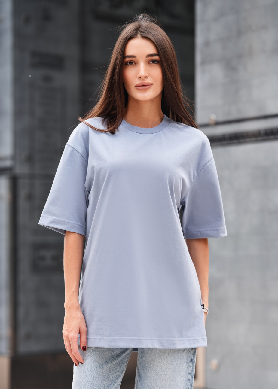 Футболка жіноча Staff li light blue oversize світло-синя однотонна стильна оверсайз купити