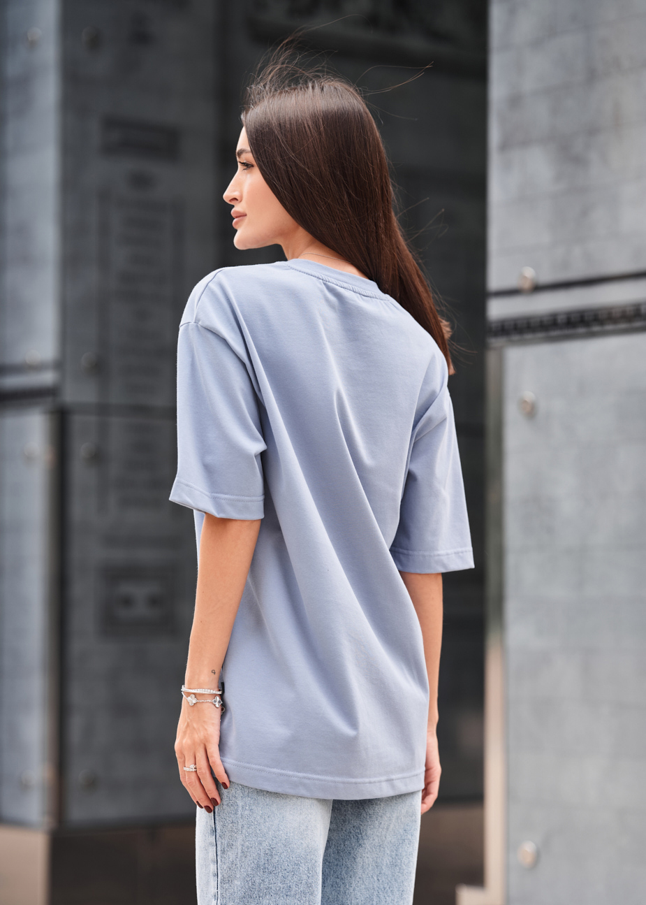 Футболка жіноча Staff li light blue oversize світло-синя однотонна стильна оверсайз купити