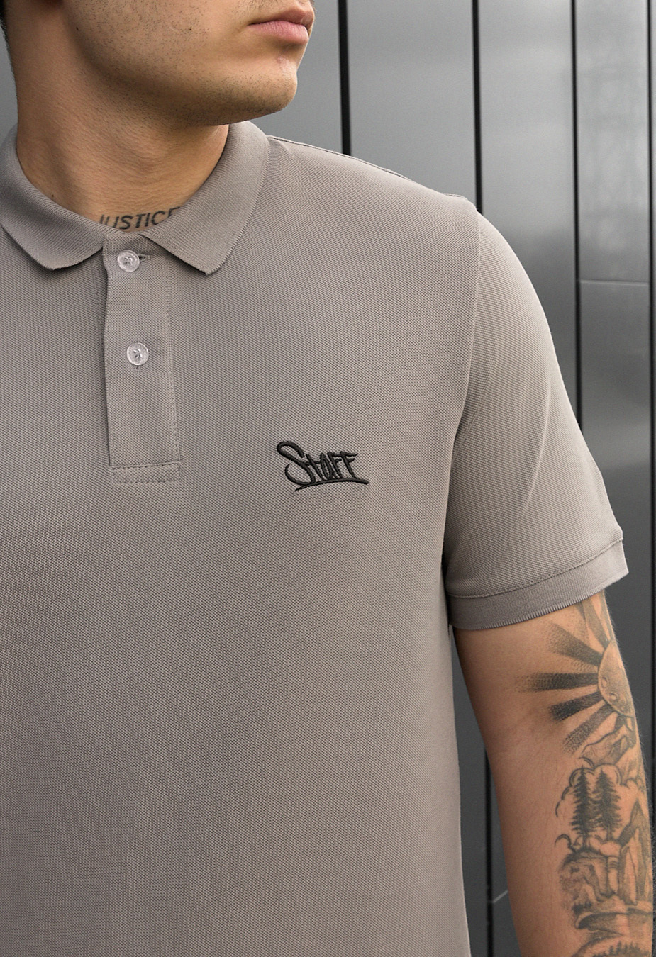Футболка поло чоловіча Staff gray logo сіра бавовняна модна з логотипом ціна