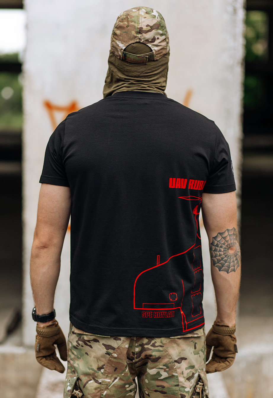 Футболка чоловіча Staff x ГУР МО "КРИЛА" UAV RUBAKA black чорна з ...
