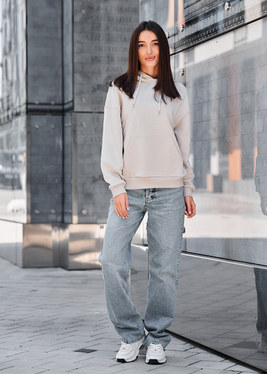 Толстовка жіноча Staff lav light gray oversize світло-сіра для дівчини бавовняна оверсайз ціна