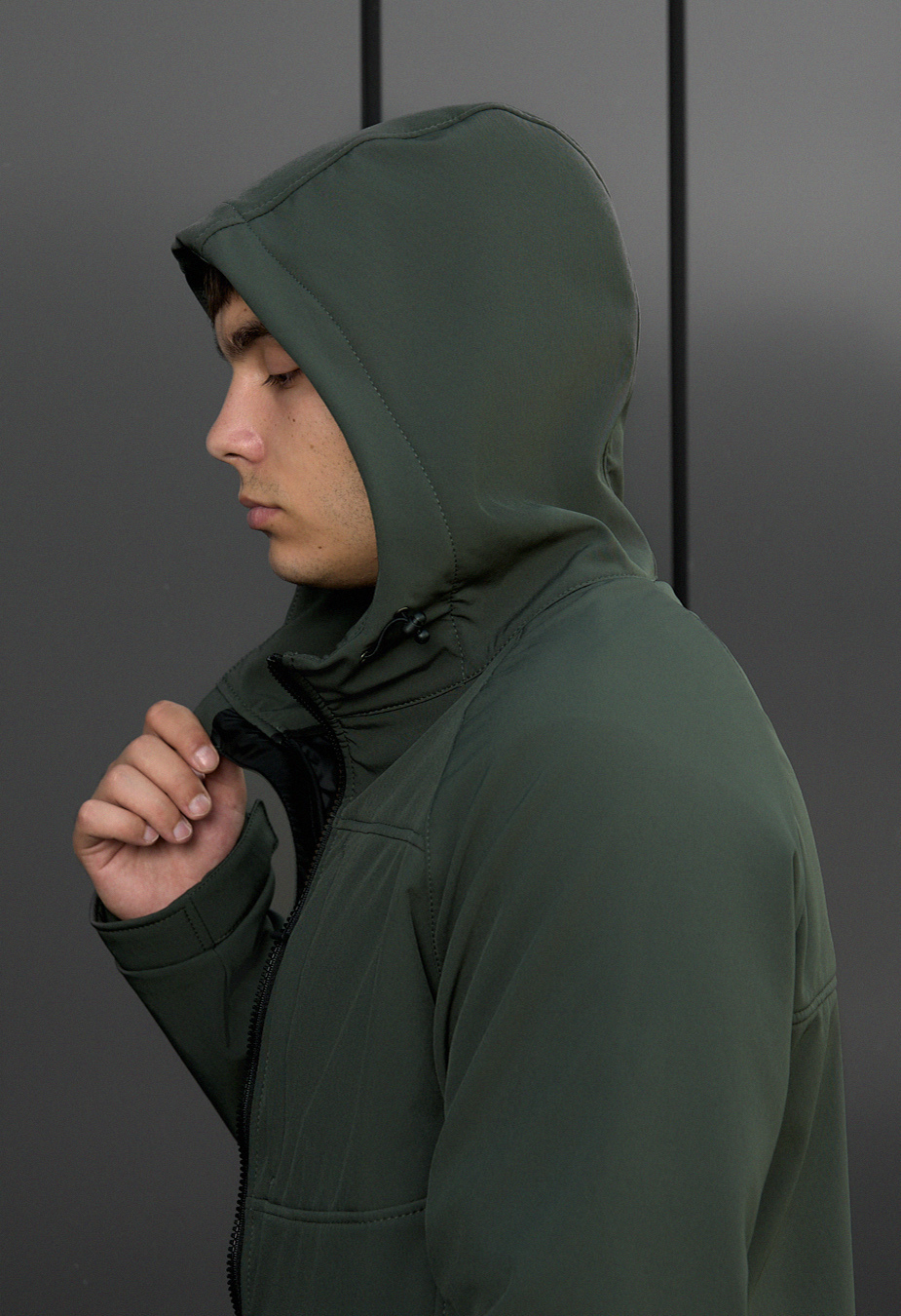 Чоловіча куртка Staff soft shell cu khaki хакі реглан з капюшоном водонепроникна демісезонна для ...