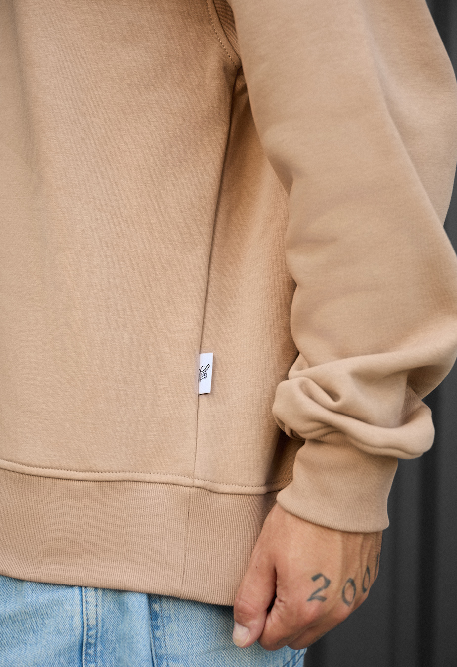 Світшот чоловічий Staff beige oversize fleece бежевий недорогий утеплений на флісі бавовняний ...