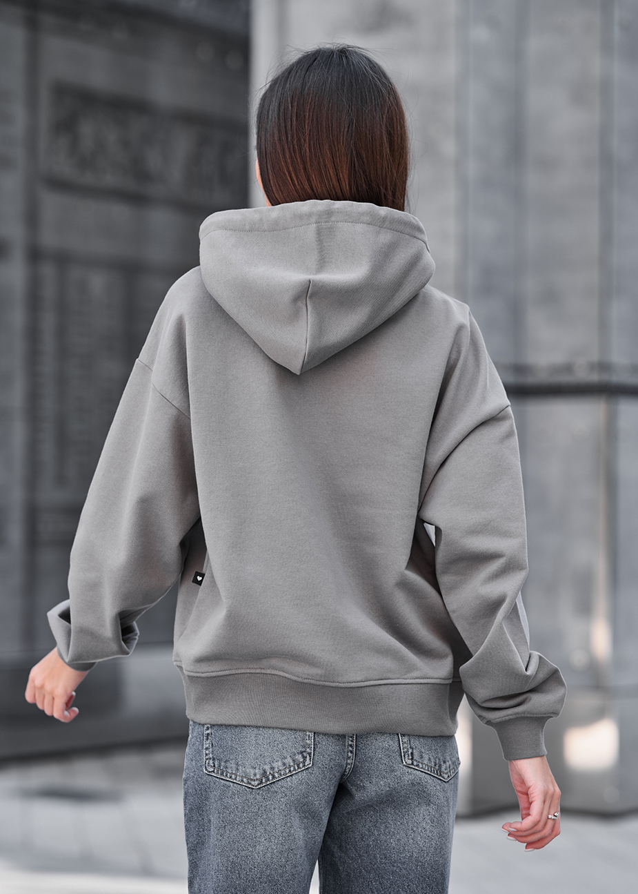 Толстовка жіноча Staff fiz gray oversize сіра молодіжна бавовняна на блискавці оверсайз купити