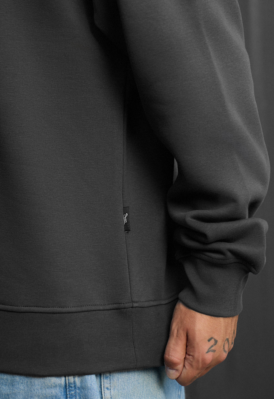 Світшот чоловічий Staff dark gray oversize fleece темно-сірий оверсайз теплий бавовняний на ...