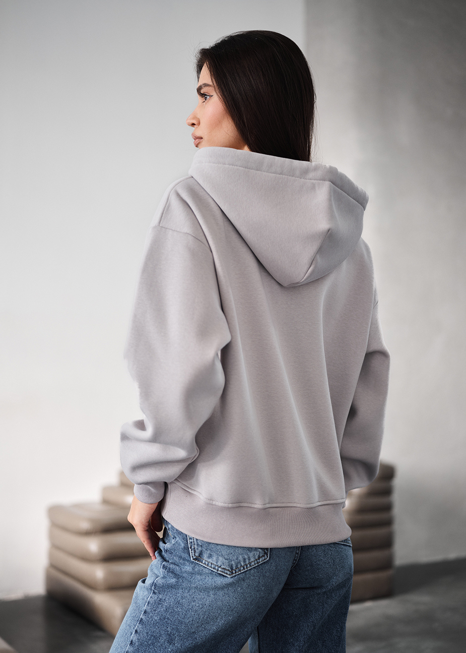 Толстовка жіноча Staff fiz light gray oversize fleece світло-сіра бавовняна на флісі на ...