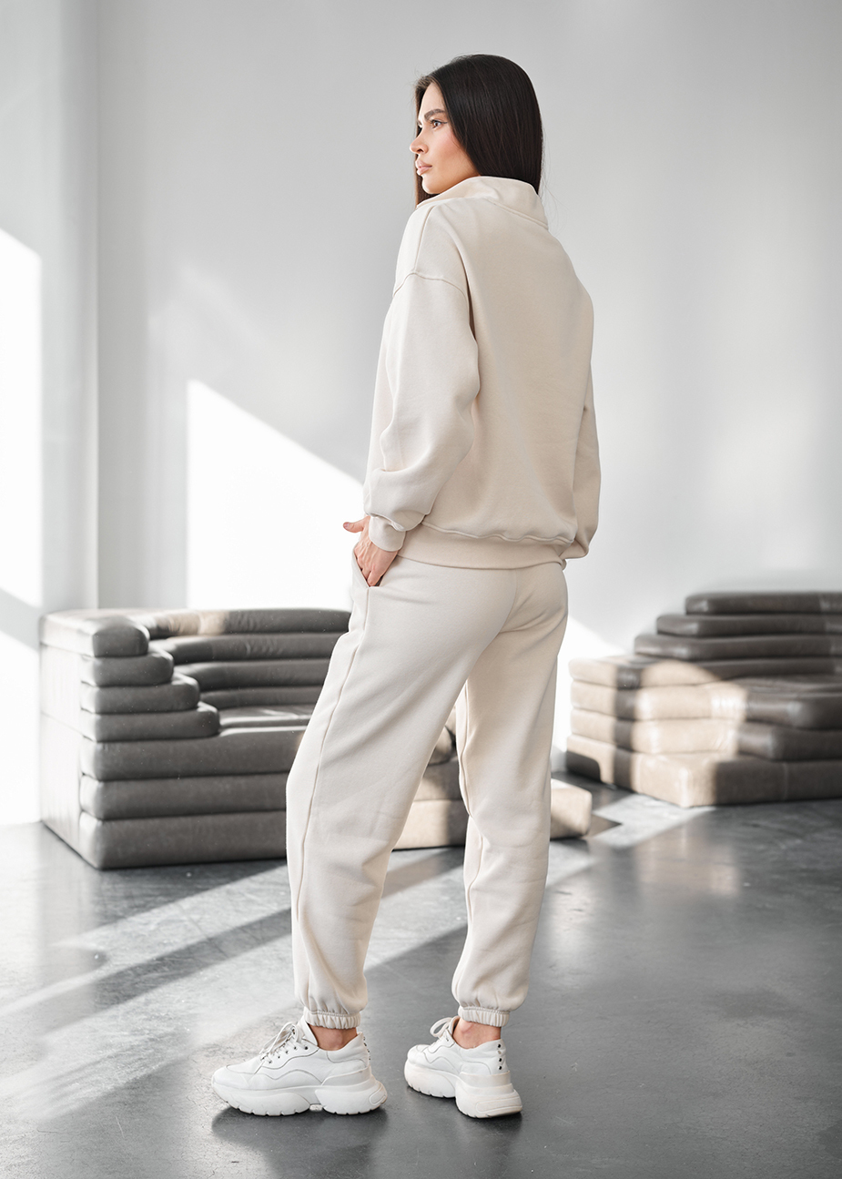 Спортивний костюм жіночий Staff milk fleece молочного кольору модний на блискавці олімпійка і ...