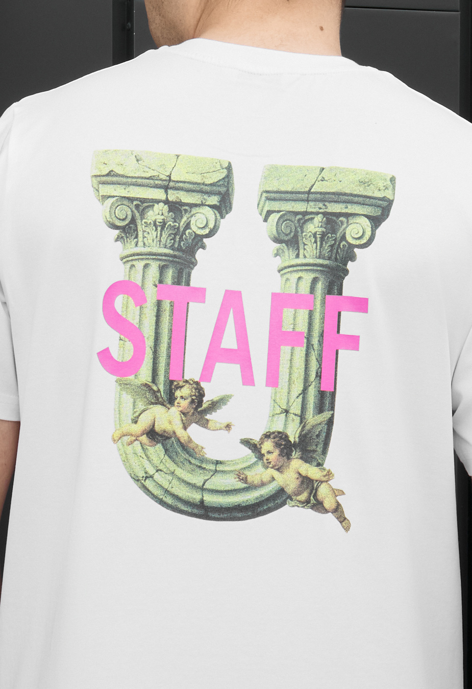 Чоловіча футболка Staff logo & column біла з логотипом брендова з ...